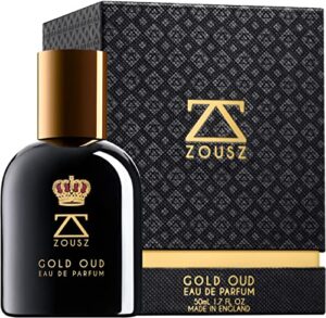 zousz gold oud eau de parfum - earthy oud perfume with raspberry, cinnamon and soft musk - a hypnotic rich scent 50ml