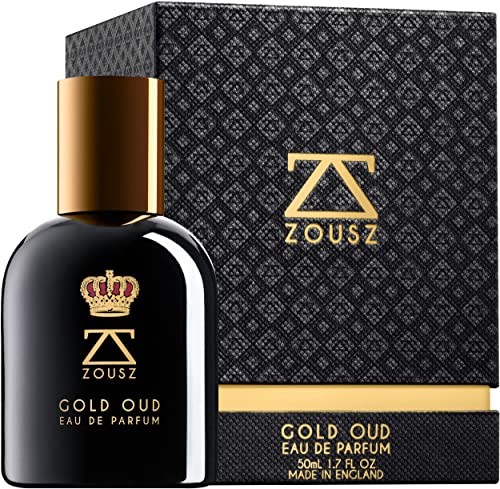 ZOUSZ Gold Oud Eau De Parfum - Earthy Oud Perfume with Raspberry, Cinnamon and Soft Musk - A Hypnotic Rich Scent 50mL