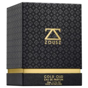 ZOUSZ Gold Oud Eau De Parfum - Earthy Oud Perfume with Raspberry, Cinnamon and Soft Musk - A Hypnotic Rich Scent 50mL