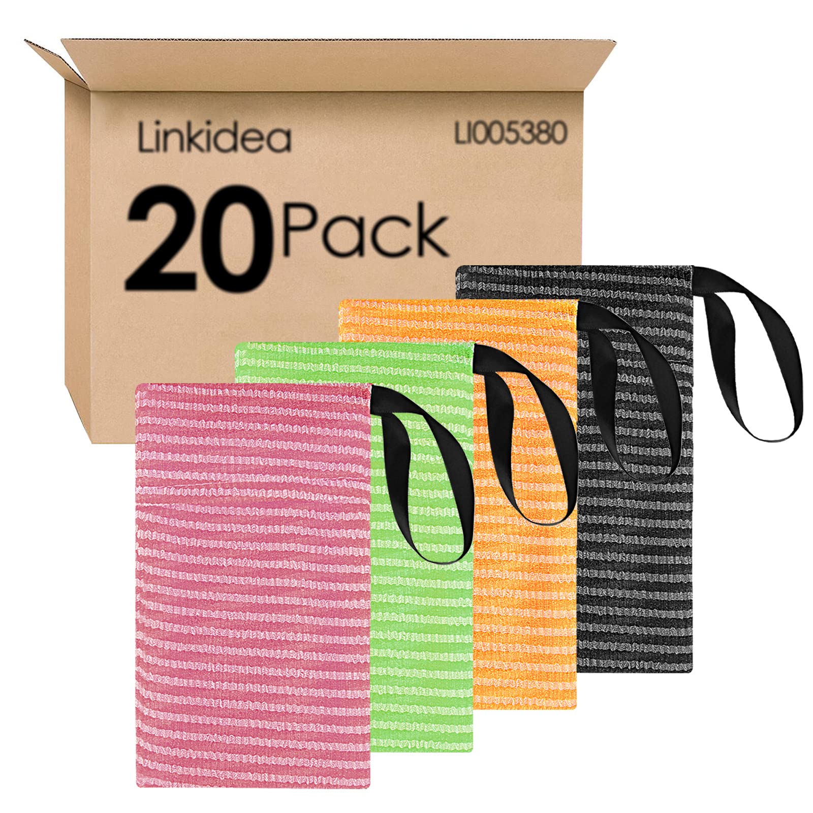 Linkidea 20 Pack Nylon Exfoliating Mesh Soap Bag Bulk Pack, Wholesale Multi-Pack Bar Soap Saver Pouch with Drawstring, Exfoliator Body Scrubber Soap Pocket Holder for Bath Shower