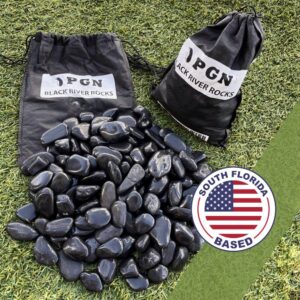 PGN Black River Rocks for Plants - 5 Pounds - Black Rocks with Smooth, Polished Surfaces - 1-3 Inch Stones for Planters, Aquarium Decorations, Vase, Fireplace, Landscaping, Outdoor Décor