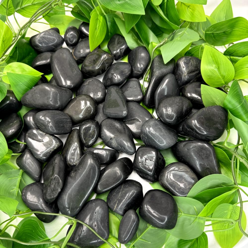 PGN Black River Rocks for Plants - 5 Pounds - Black Rocks with Smooth, Polished Surfaces - 1-3 Inch Stones for Planters, Aquarium Decorations, Vase, Fireplace, Landscaping, Outdoor Décor