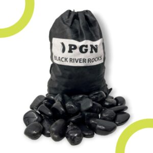 PGN Black River Rocks for Plants - 5 Pounds - Black Rocks with Smooth, Polished Surfaces - 1-3 Inch Stones for Planters, Aquarium Decorations, Vase, Fireplace, Landscaping, Outdoor Décor