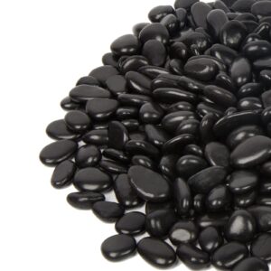 gaspro 5 pound black pebbles for indoor plants, 3/8 inch natural black river rocks for vase, garden, landscaping, succulents, highly polished and smooth surface