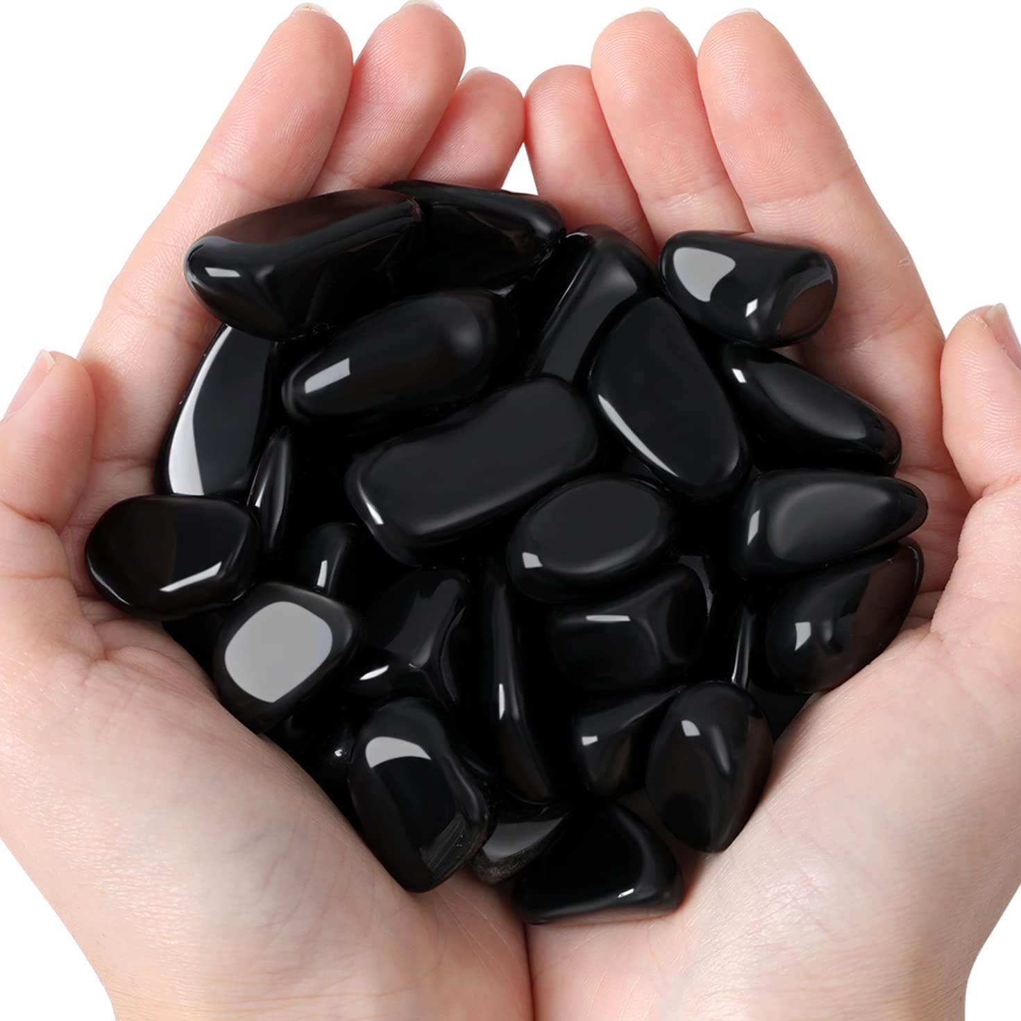 MAIBAOTA Black Obsidian Crystal Stones Natural Healing Crystals Bulk Polished Tumbled Crystals Stones Rocks Energy Balance Crystal Gemstones Vase Filler Decorative Reiki Witch Quartz Crstal Stones