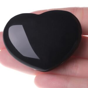 maibaota 45 mm black obsidian healing crystals big heart love crystal palm stone reiki crystal gemstone worry stones for anxiety crystal christmas valentines day gifts for herfriend wife