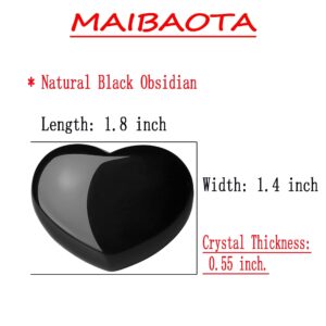 MAIBAOTA 45 mm Black Obsidian Healing Crystals Big Heart Love Crystal Palm Stone Reiki Crystal Gemstone Worry Stones for Anxiety Crystal Christmas Valentines Day Gifts for Herfriend Wife