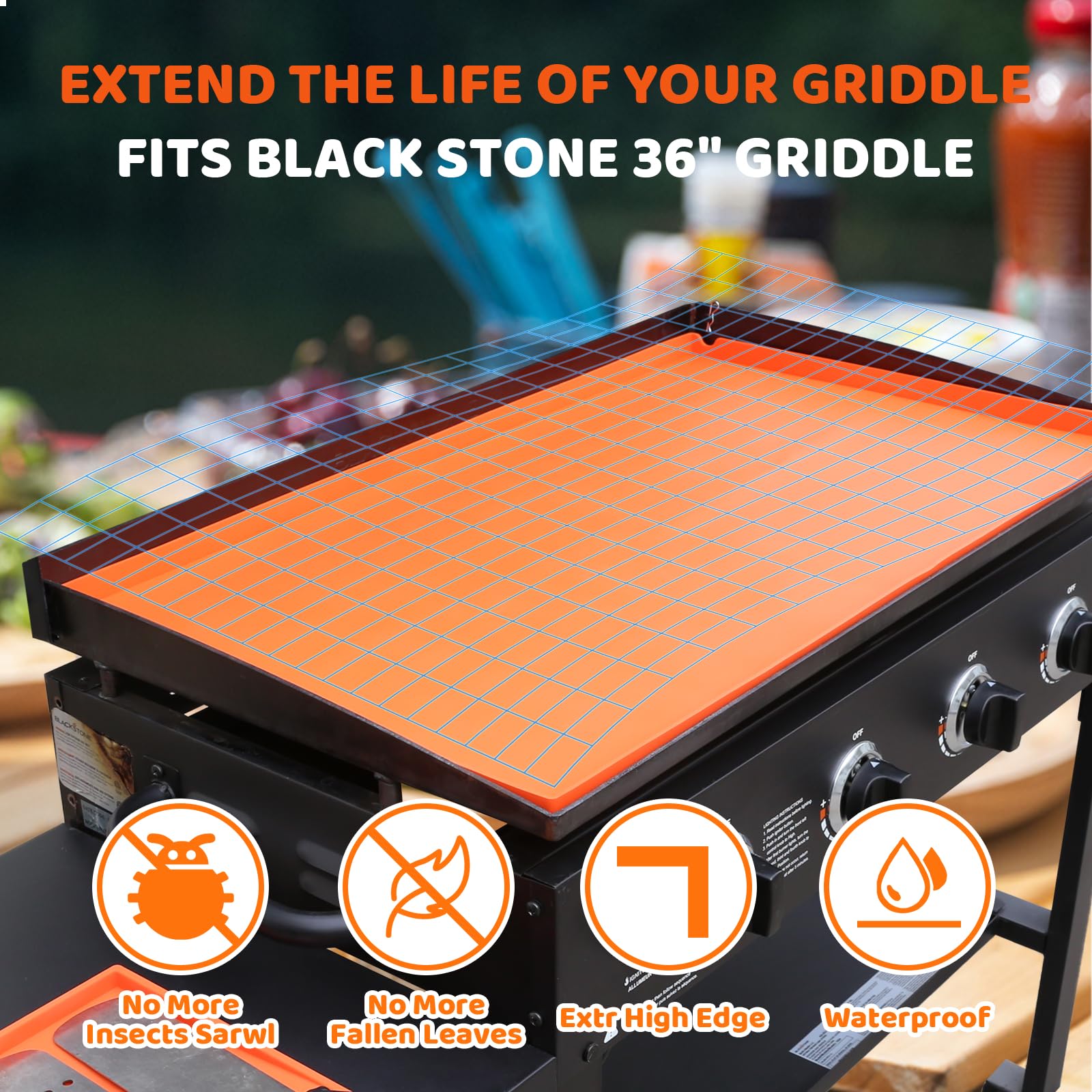 Utheer 36 Inch Silicone Griddle Mat & Spatula Mat for Blackstone Griddle, Heavy Duty Food Grade Silicone Griddle Mat, All Season Cooking Protective Griddle Grill Cover,36 Inch Blackstone griddle cover