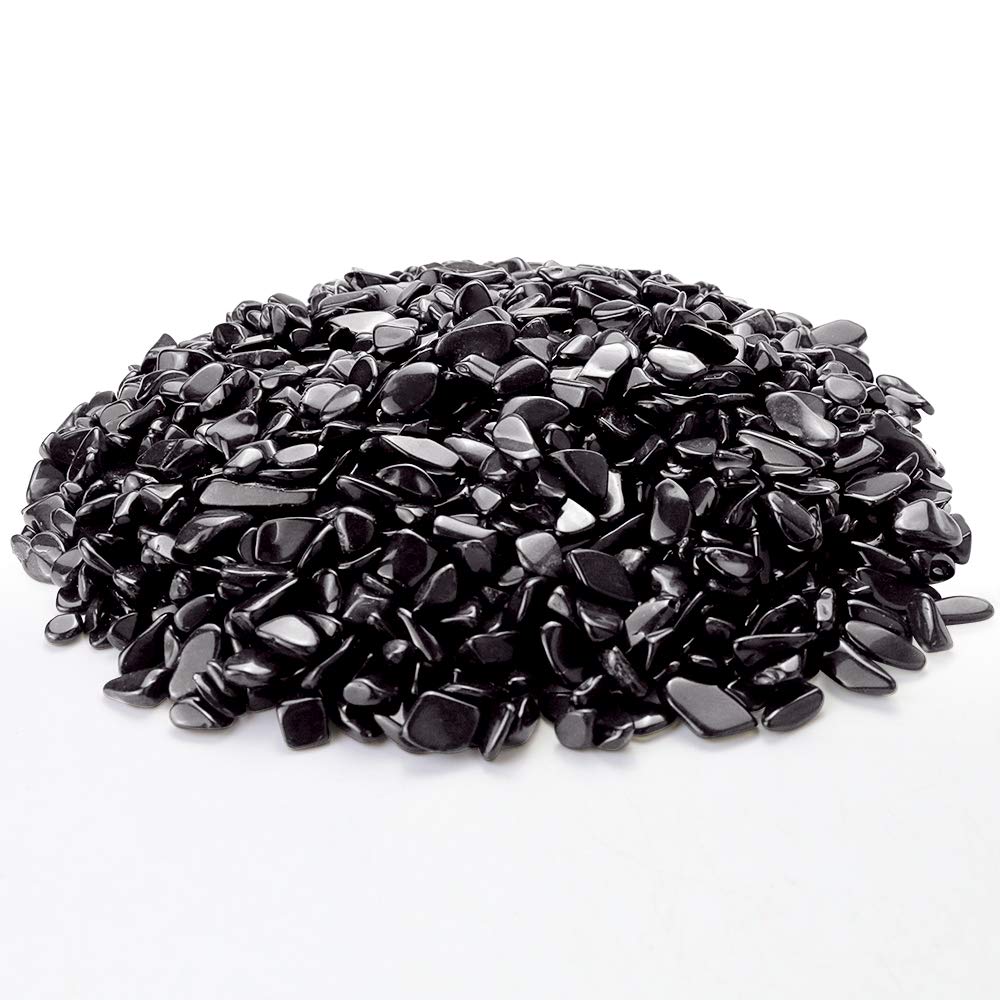 Twdrer 2lb/950g Small Natural Black Obsidian Tumbled Chips Crushed Stone Irregular Shaped Quartz Rock Healing Reiki Crystal Gemstone for Jewelry Making Garden Aquarium Vase Plant Decoration(Black)