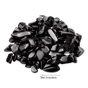 Twdrer 2lb/950g Small Natural Black Obsidian Tumbled Chips Crushed Stone Irregular Shaped Quartz Rock Healing Reiki Crystal Gemstone for Jewelry Making Garden Aquarium Vase Plant Decoration(Black)