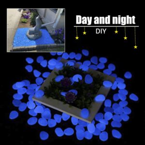 Anothera 1000 pcs Blue Glowing Rocks Glow in The Dark Pebbles Solar Stones Outdoor Garden Lawn Walkway Decorative (Blue)