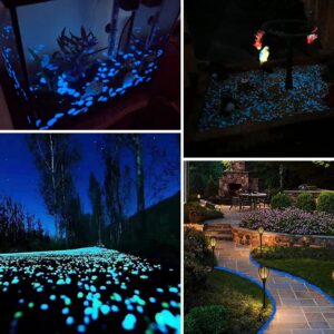 Anothera 1000 pcs Blue Glowing Rocks Glow in The Dark Pebbles Solar Stones Outdoor Garden Lawn Walkway Decorative (Blue)