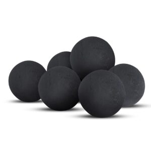 ceramic fire balls, 5 inch set of 6 round fire stones reusable fireballs for indoor outdoor decor fire pits or fireplace, black