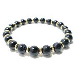 cryhand black obsidian protection beaded bracelet best gifts box for family women men’s natural stone black tourmaline agate feng shui chakra crystal handmade stretchy bracelet (full obsidian)