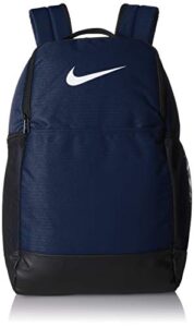 nike brasilia medium training nike backpack for women and men with secure storage & water resistant coating, midnight navy/black/white