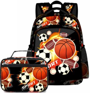 camtop soccer backpack for kids boys preschool backpacks with lunch box toddle kindergarten basketball bookbag set