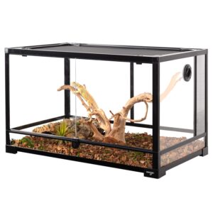 wacool tempered glass 40 gallon reptile tank, front opening reptile terrarium 30" x 18" x 18" for reptile pets bearded dragon gecko lizard, top screen ventilation & anti escape lid