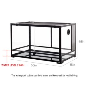 WACOOL Tempered Glass 40 Gallon Reptile Tank, Front Opening Reptile Terrarium 30" x 18" x 18" for Reptile Pets Bearded Dragon Gecko Lizard, Top Screen Ventilation & Anti Escape Lid