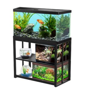 WSYFC Fish Tank Stand Metal Aquarium Stand Black 40 Gallon Aquarium Turtle Tank Double Layer with Storage Weight Capacity 660lbs 36.5" x 18.5" x 29.5" Breeder Reptile Tank Stand