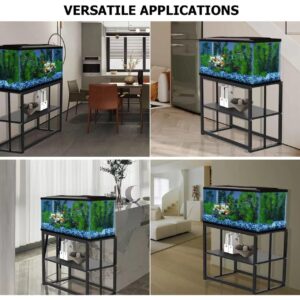 WSYFC Fish Tank Stand Metal Aquarium Stand Black 40 Gallon Aquarium Turtle Tank Double Layer with Storage Weight Capacity 660lbs 36.5" x 18.5" x 29.5" Breeder Reptile Tank Stand