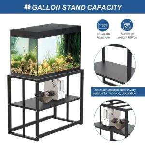 WSYFC Fish Tank Stand Metal Aquarium Stand Black 40 Gallon Aquarium Turtle Tank Double Layer with Storage Weight Capacity 660lbs 36.5" x 18.5" x 29.5" Breeder Reptile Tank Stand