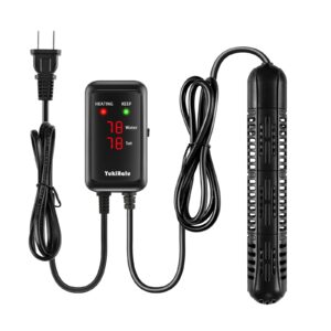 yukihalu aquarium heater 50/100/200/300/500w with protective case, fish tank heater, temperature adjustable, external temperature controller, led display, used for 10/20/40/75/120 gallons (200w)