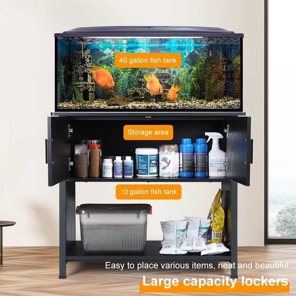 SMONTER Aquarium Stand 40 Gallon Metal Fish Tank Stand Cabinet with Storage Shelf, W36.6*D18.9*H31.5 (Stand Only)