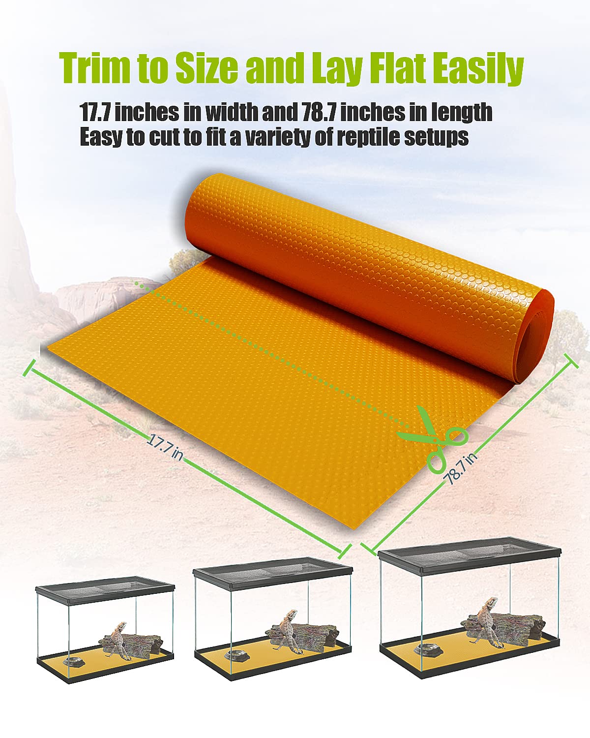 Helidrago Bearded Dragon Tank Accessories, Reptile Substrate Floor, Leopard Gecko Tank Liner Mat for 40 Gallon, 20 Gallon, 50 Gallon,75 Gallon Lizard Tank, Yellow