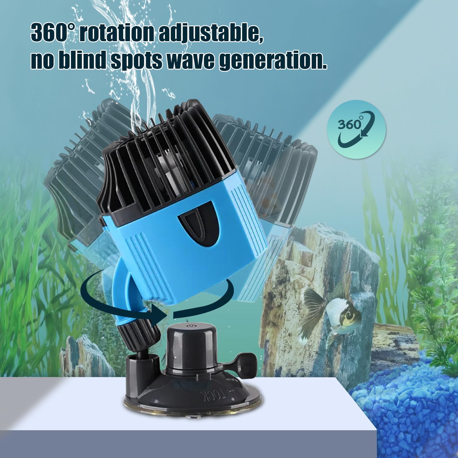 LYPHARD AQUARIUMS Wave Maker for Aquarium Tank, 1320GPH Power Head 40 Gallon Circulation Pump Ultra Silence, 360° Rotating Fish Tank Submersible Water Pump, Single Wave