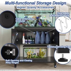 Xilingol 40-50 Gallon Aquarium Stand, Fish Tank Stand with Cabinet for Fish Accessories Storage, Heavy Duty Metal Frame, 990LBS Capacity, Turtle Tank, Reptile Terrariums and Breeder Tank Stand, Black