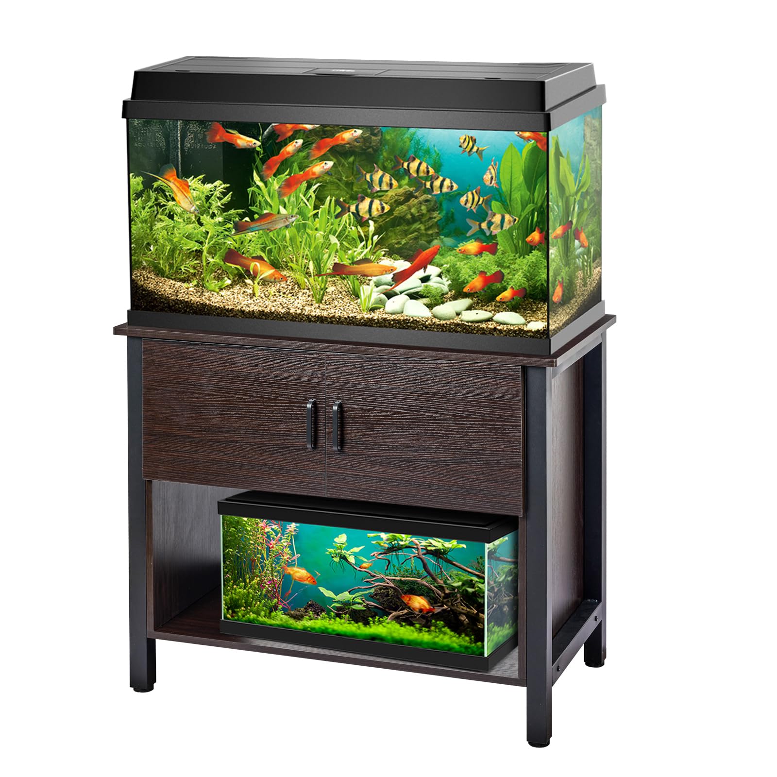 SLifet Aquarium Stand,Metal Fish Tank Stand with Cabinet,40 Gallon, for Fish Tank Accessories Storage,36.6" x 18.9" x 30.7" ,Turtle/ Reptile Terrariums（Aquarium Not Included）