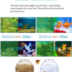 KINGYEENUO Aquarium Clean Light, 9W Submersible Aquarium Light, Fish Tank Clean Light with Timer, Submersible Waterproof Lamp for Filter Tank Sump Swim Pool