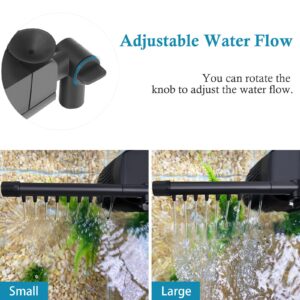 FEDOUR 4W 5W Adjustable Aquarium Internal Filter, Submersible Filter with Spray Bar, Water Pump for 1-40 Gallon Fish and Turtle Tank (for 5-40 gallon)