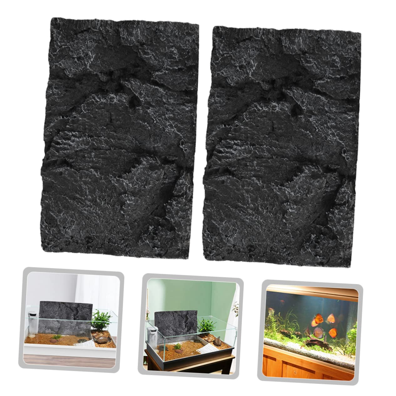 POPETPOP Slate Rock 2pcs Reptile Box Backdrop Fish Stand Aquarium Rocks Terrarium Background Terrarium Backdrop Terrarium Reptichip Snake Enclosure Background Turtle Pu 3D Reptile