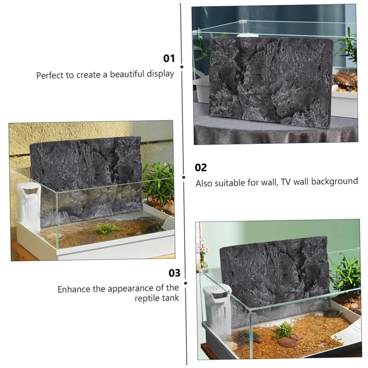 POPETPOP Slate Rock 2pcs Reptile Box Backdrop Fish Stand Aquarium Rocks Terrarium Background Terrarium Backdrop Terrarium Reptichip Snake Enclosure Background Turtle Pu 3D Reptile