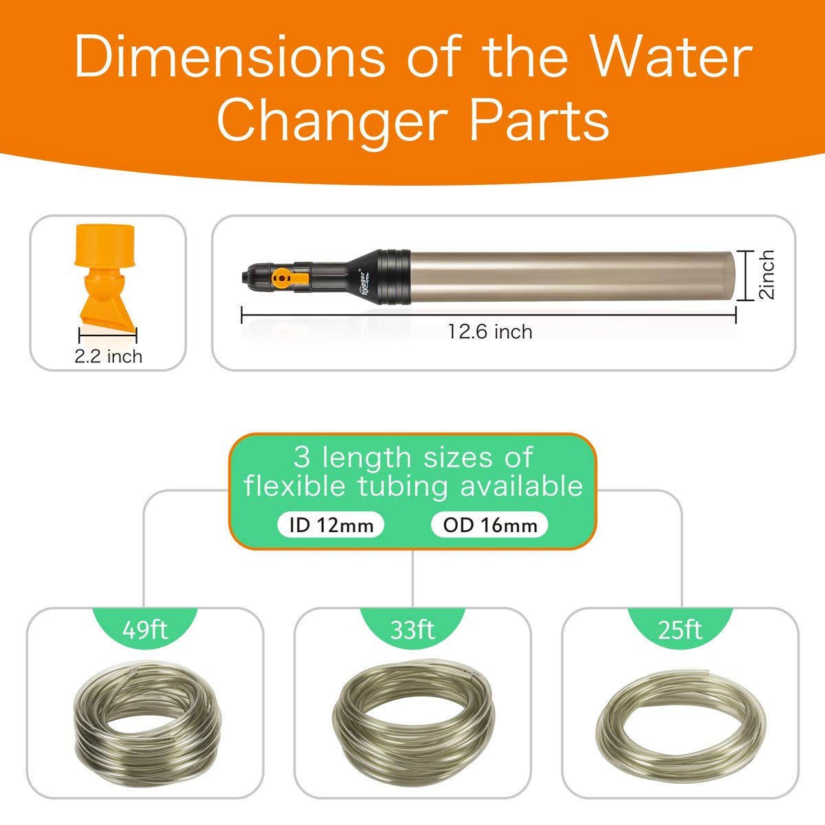 hygger Upgrade Aquarium Water Changer Kit, Semi-Automatic Fish Tank Gravel Cleaner, with 25 FT Water Hose, Flow Control Valve