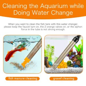 hygger Upgrade Aquarium Water Changer Kit, Semi-Automatic Fish Tank Gravel Cleaner, with 25 FT Water Hose, Flow Control Valve