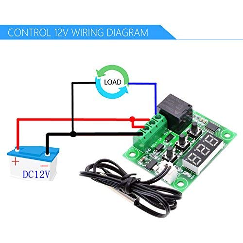 HiLetgo 2pcs W1209 12V DC Digital Temperature Controller Board Micro Digital Thermostat -50-110°C Electronic Temperature Temp Control Module Switch with 10A One-channel Relay and Waterproof