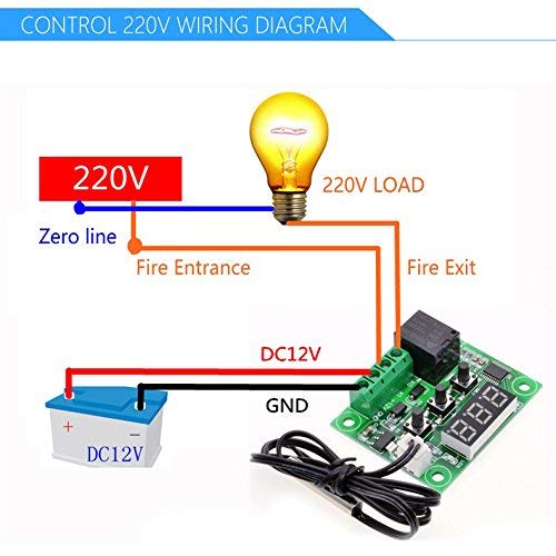 HiLetgo 2pcs W1209 12V DC Digital Temperature Controller Board Micro Digital Thermostat -50-110°C Electronic Temperature Temp Control Module Switch with 10A One-channel Relay and Waterproof