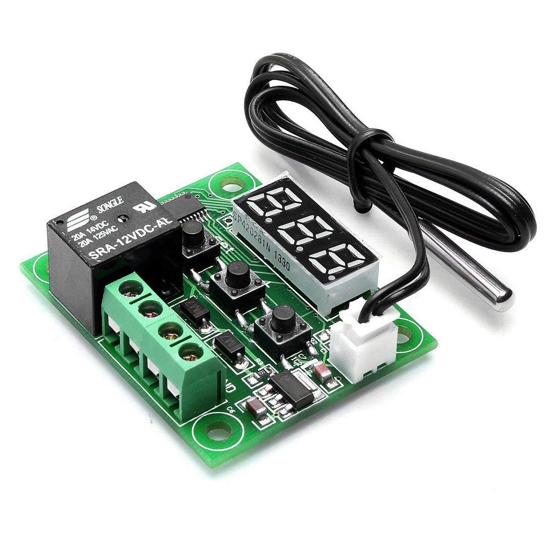 HiLetgo 2pcs W1209 12V DC Digital Temperature Controller Board Micro Digital Thermostat -50-110°C Electronic Temperature Temp Control Module Switch with 10A One-channel Relay and Waterproof