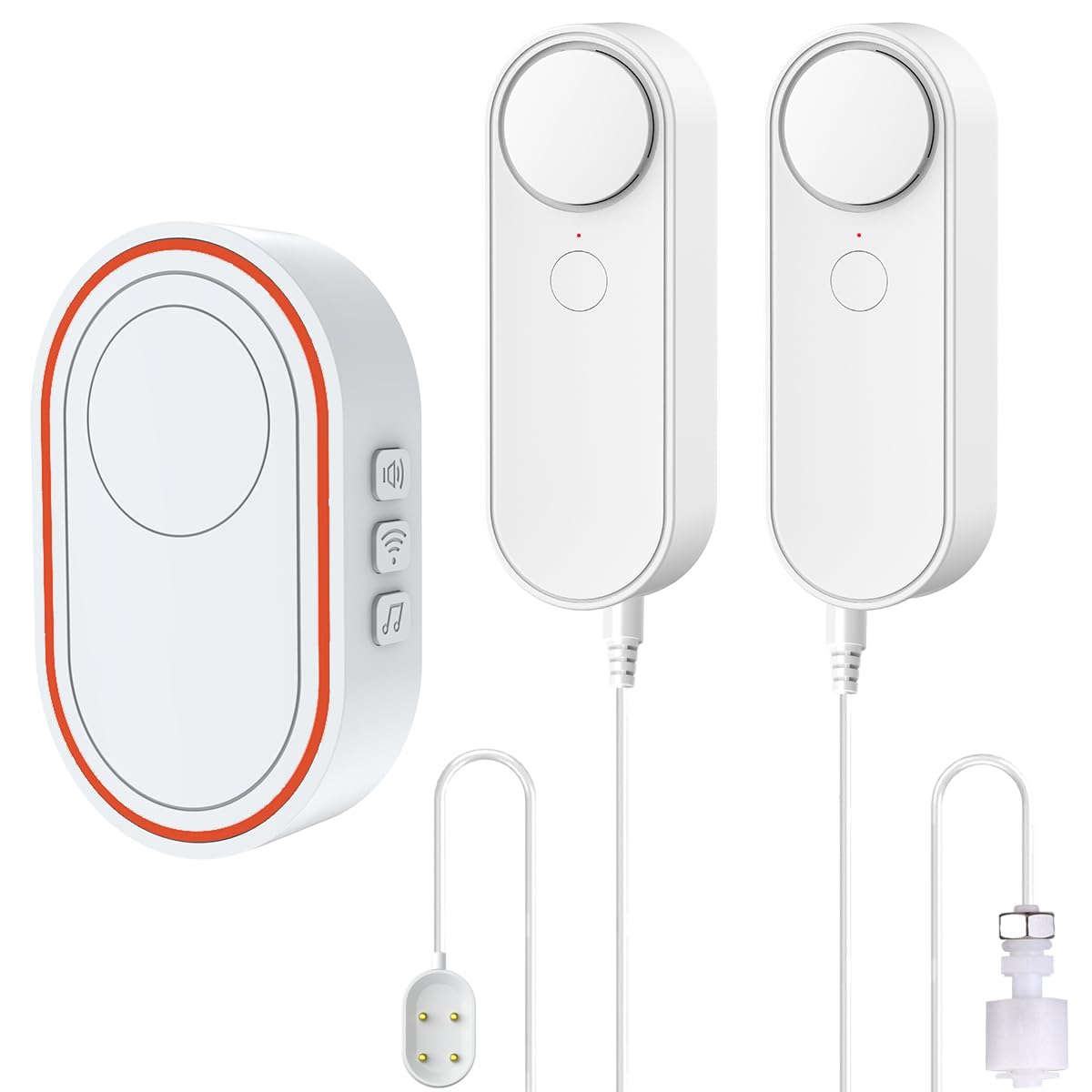 Water Level Detector WiFi, Smart Water Leak Sensor Alarm Kit - High/Low/Leakage Sensor Device, 2 Sensors & 1 Hub, Communication Distance Between Detector and Hub in Open Area is 328 Ft, App Free