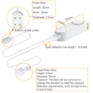 Water Level Detector WiFi, Smart Water Leak Sensor Alarm Kit - High/Low/Leakage Sensor Device, 2 Sensors & 1 Hub, Communication Distance Between Detector and Hub in Open Area is 328 Ft, App Free