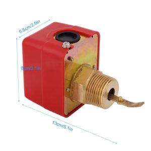 Water Paddle Flow Control Switch, AC250V 10Bar BrassLiquid Water Sensor Controller NPT Thread Connection Automatic Paddle Type Flow Switch Red 1pc