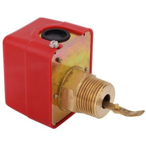 Water Paddle Flow Control Switch, AC250V 10Bar BrassLiquid Water Sensor Controller NPT Thread Connection Automatic Paddle Type Flow Switch Red 1pc