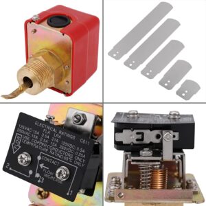 Water Paddle Flow Control Switch, AC250V 10Bar BrassLiquid Water Sensor Controller NPT Thread Connection Automatic Paddle Type Flow Switch Red 1pc