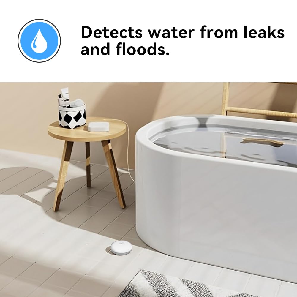 HEIMAN WiFi Water Leak Detector, Smart Water Sensor Alarm, 75 dB Water Flooding Alerts and App Remote Notifications, Leak and Drip Detectors for Home, Basement, Kitchen, Laundry, Bathroom