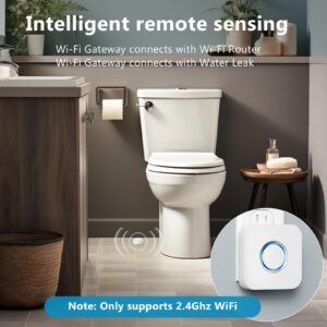 WiFi Water Leak Detector, Water Alarm with 110db Adjustable, 492ft Transmission Water Leak Sensor for Home, Laundry, Kitchen, Basement,3 Water Detectors & 1 Base Station(2.4GHz Wi-Fi only)