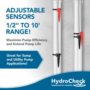 HydroCheck HC6000v2 Sump Pump Float Switch: Hi-Lo Sensors, Built-in Alarms | Versatile, No Cleaning & No Moving Parts,Prevents Flooding in Basements, Pools, and More! Proudly Made in USA