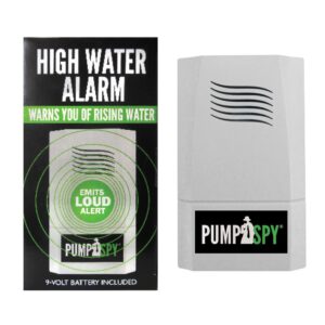 pumpspy battery operated high water alarm - water detector alarm w/ 6-foot water level sensor extension, loud water sensor alarm, easy to install water leak detector, water leak sensor w/ battery