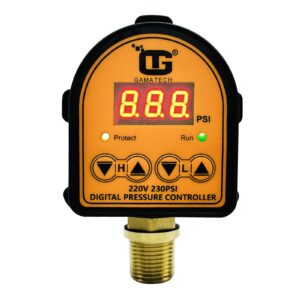 gamatech pressure switch for water pump and air pump, digital adjustable pressure controller, 220v, 0-230 psi,1/2" male npt